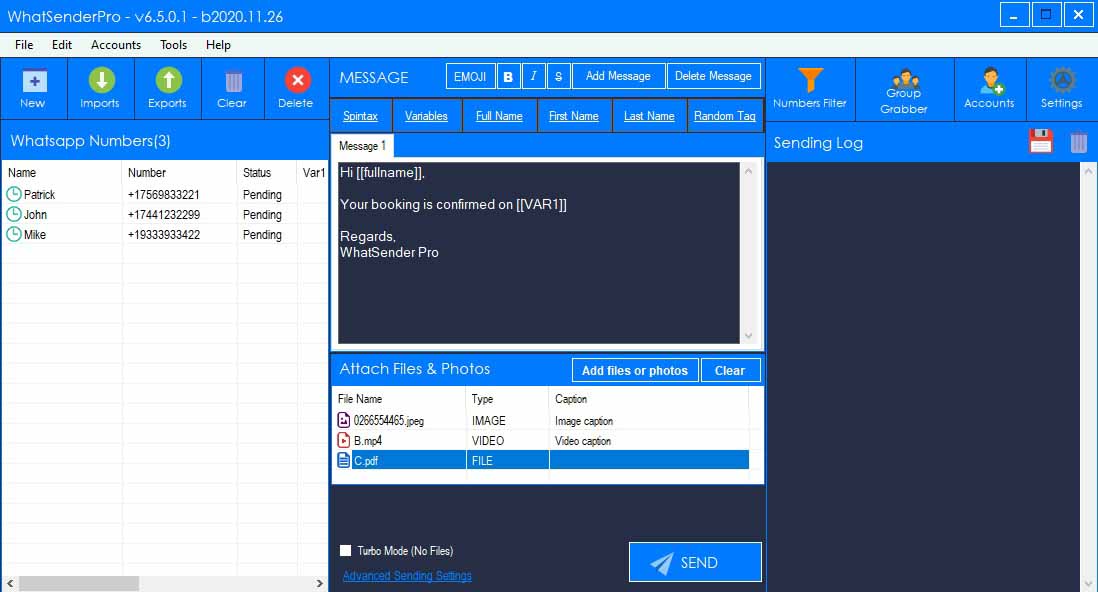 WHAT SENDER PRO™ – Bulk Marketing Application